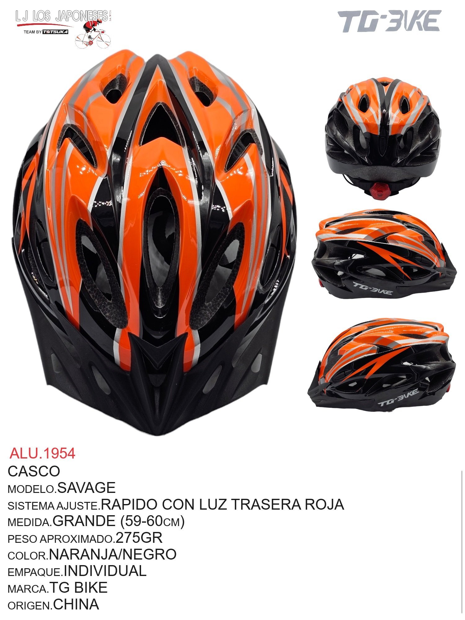 CASCO MTB MOD.SAVAGE TG BIKE NARANJA/NGO - Bicicletas Los Japoneses