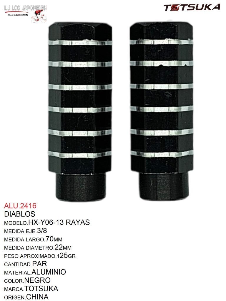 DIABLO RAYAS HX-Y06-13 ALUMINIO 25X70MM NEGRO TOTSUKA CHINA ...