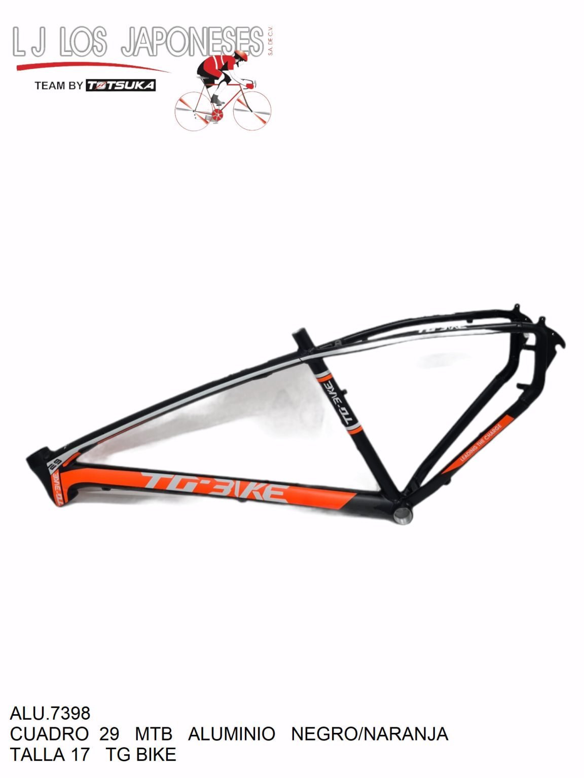 CUADRO MTB R-29 ALUMINIO NGO/NARANJA TG BIKE TALLA 17 TASA INTEGRADA ...