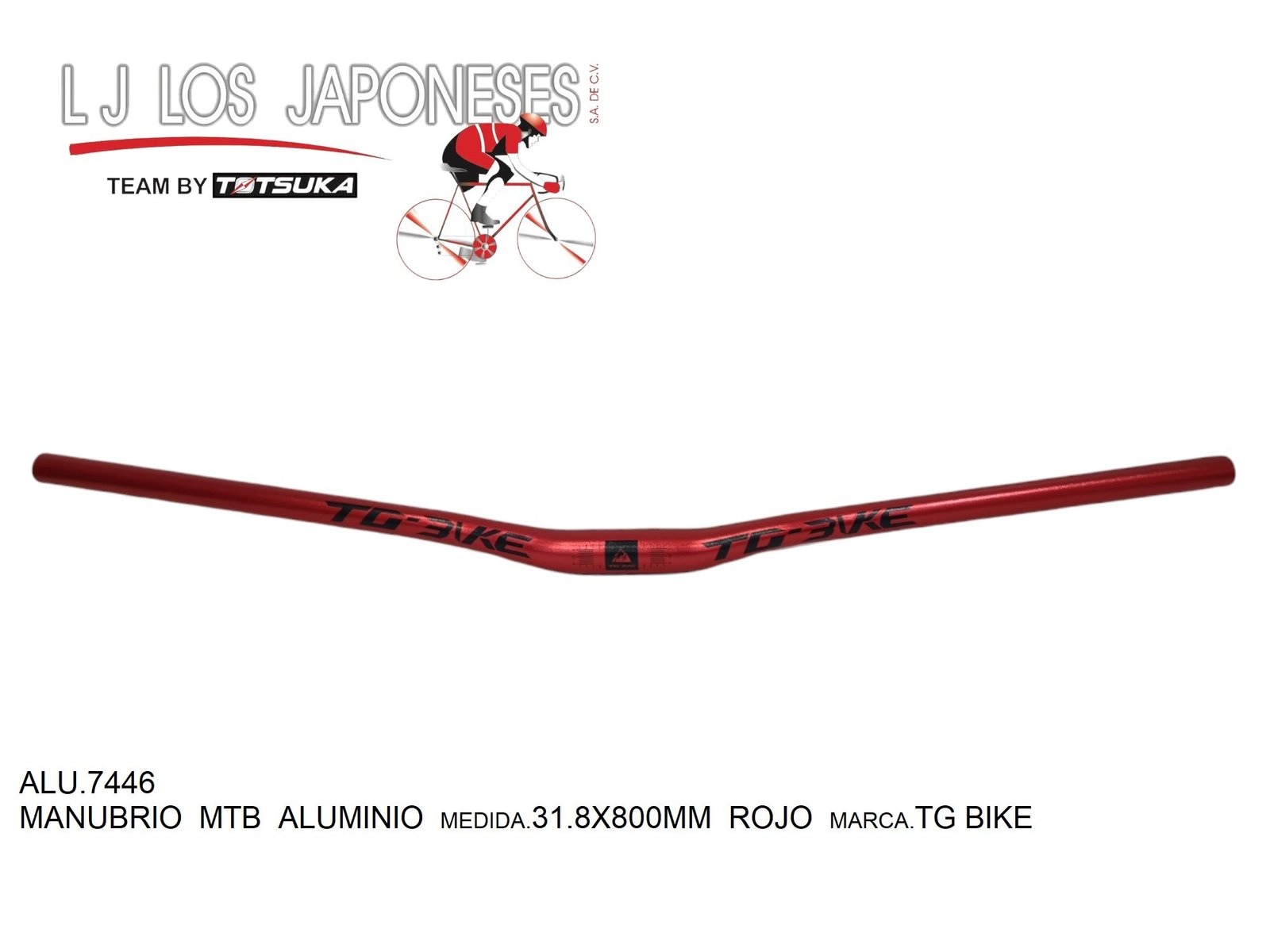 MANUBRIO MTB ALUMINIO 31.8X800MM ROJO TG BIKE - Bicicletas Los Japoneses