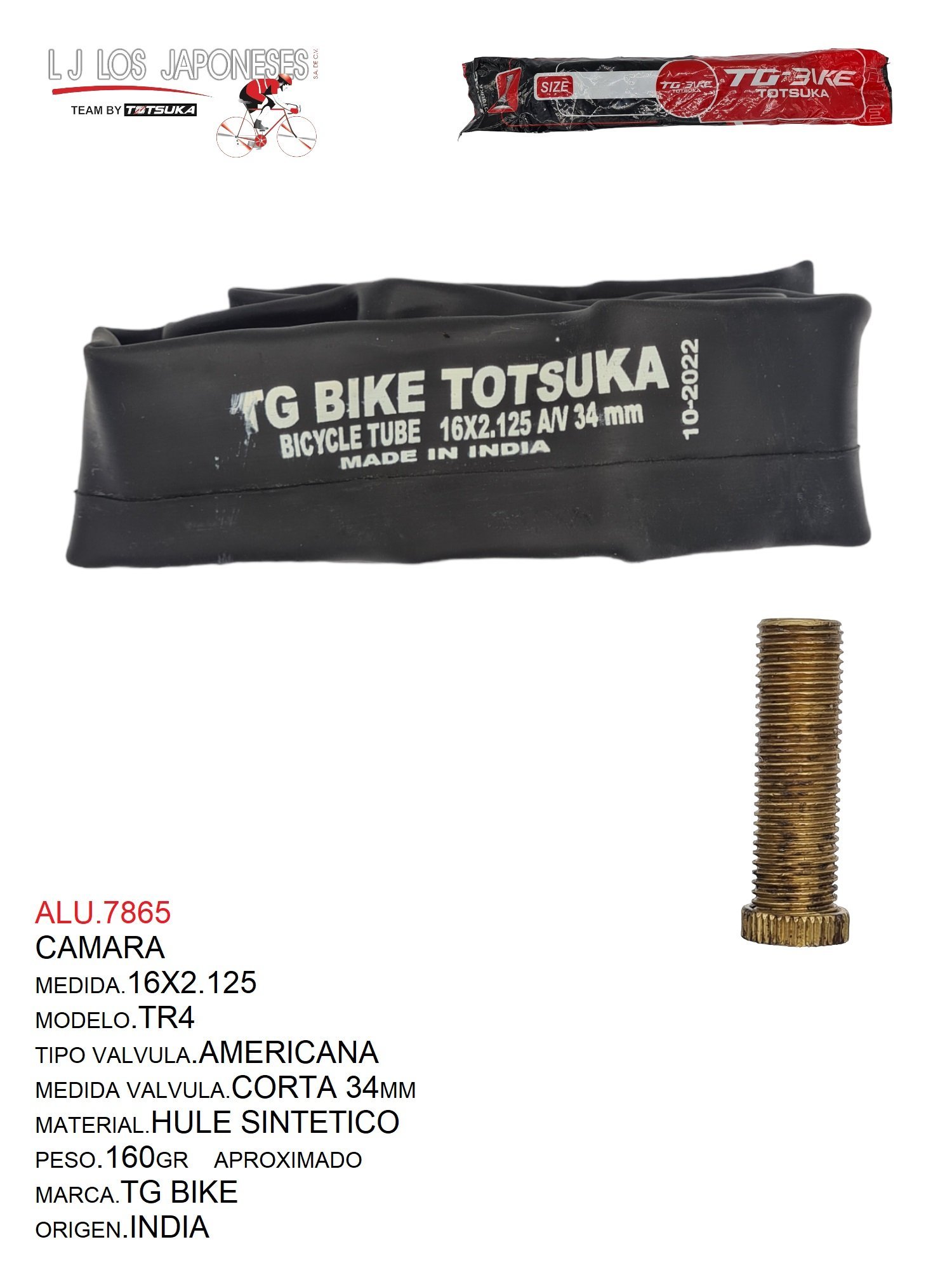 CAMARA 16X2.125 V.A. TR4 TG BIKE INDIA - Bicicletas Los Japoneses
