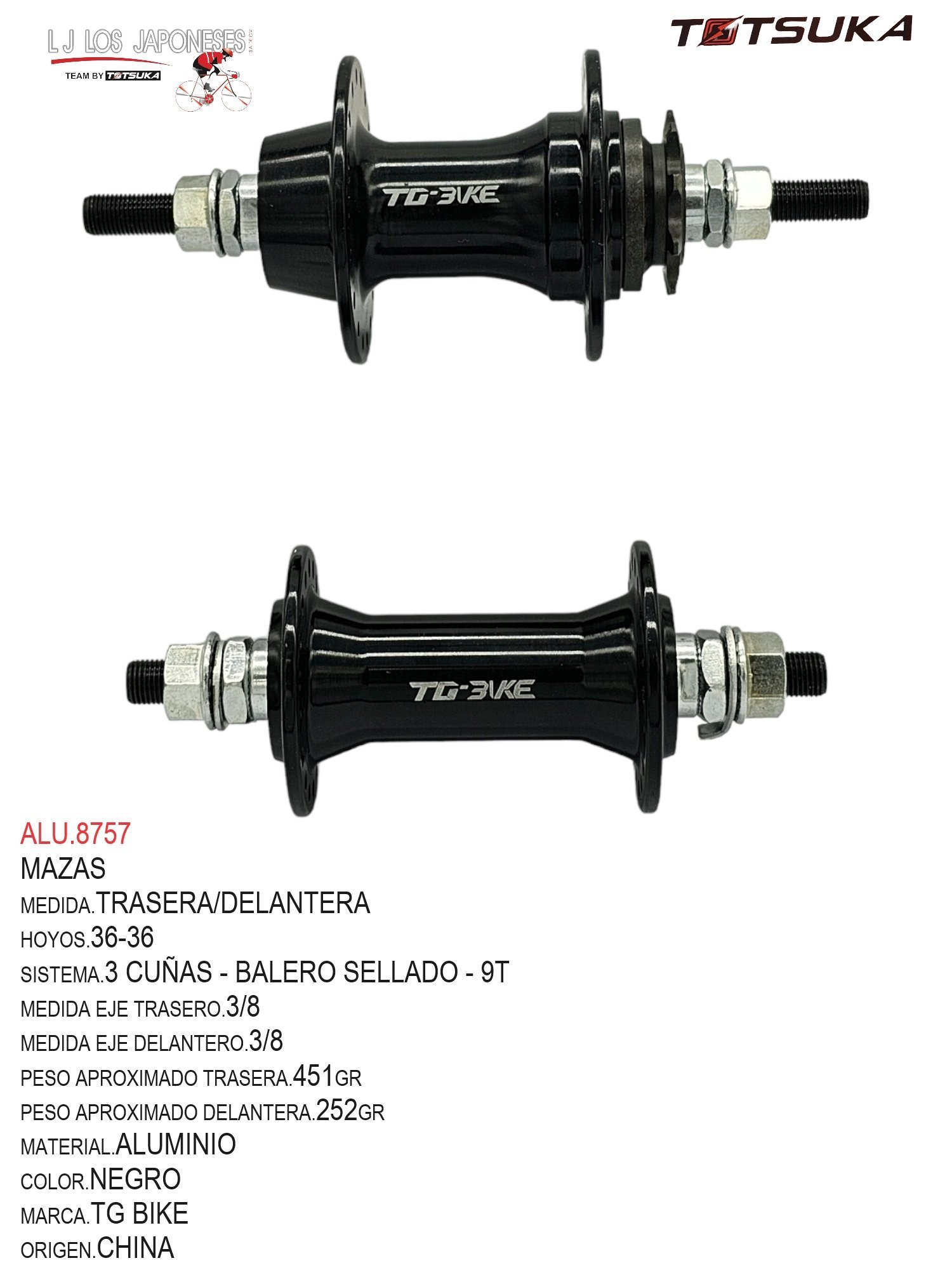 MAZA CASSETTE 36-36 BMX 3/8 MM-9T BALERO SELLADO ALUMINIO TG BIKE NEGRO ...