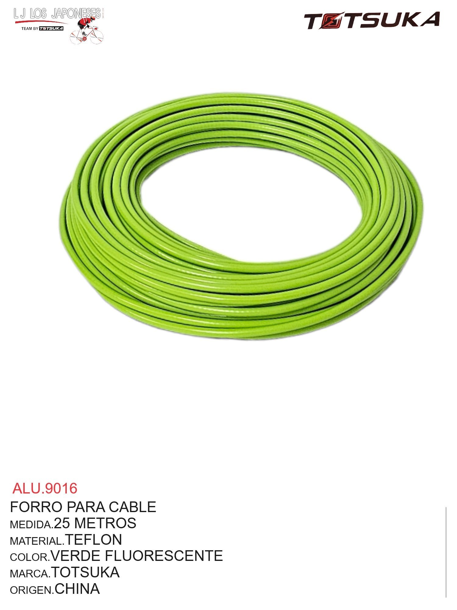 FORRO CABLE TEFLON 25 METROS CHINO VERDE - Bicicletas Los Japoneses