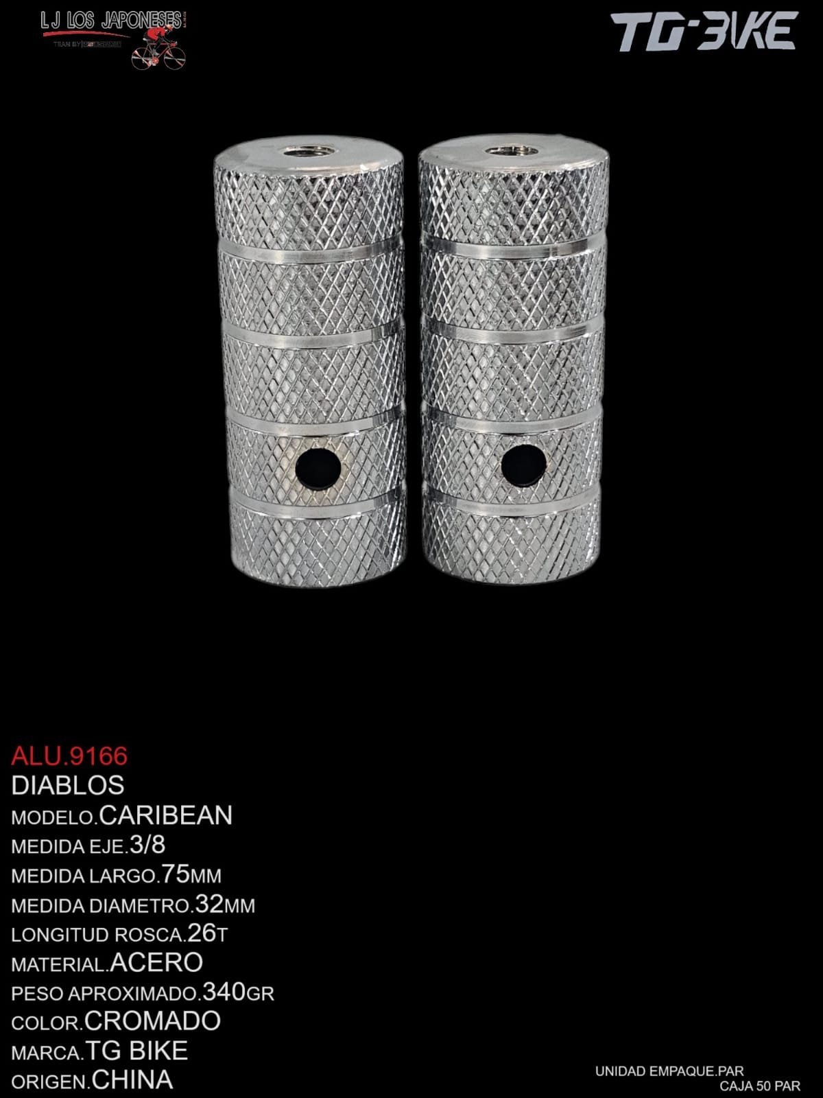 DIABLOS ACERO 32X75MM MARCA TG BIKE MODELO CARIBEAN CROMADO PAR ...
