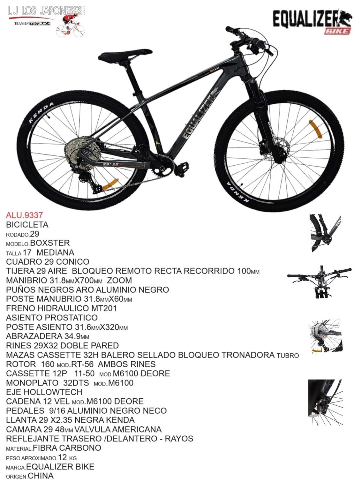 BICICLETA 29 MARCA EQUALIZER 1 X 12 FIBRA CARBON MODELO BOXSTER ...